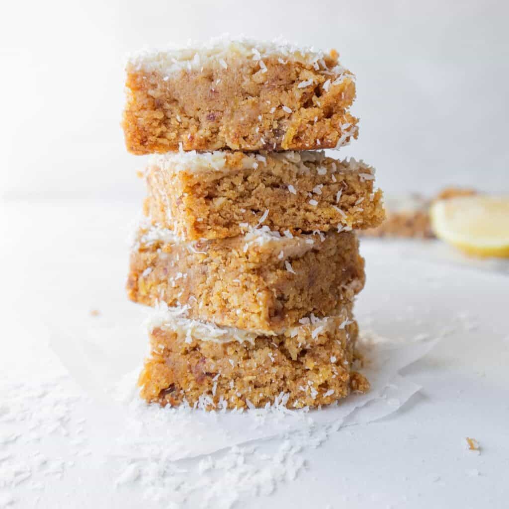 Lemon Coconut Slice Recipe (Dairy & Gluten Free) - Bites In The Wild